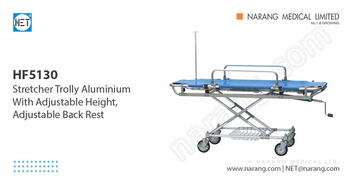 Stretcher Trolly Aluminium With Adjustable Height, Adjustable Back Rest ...